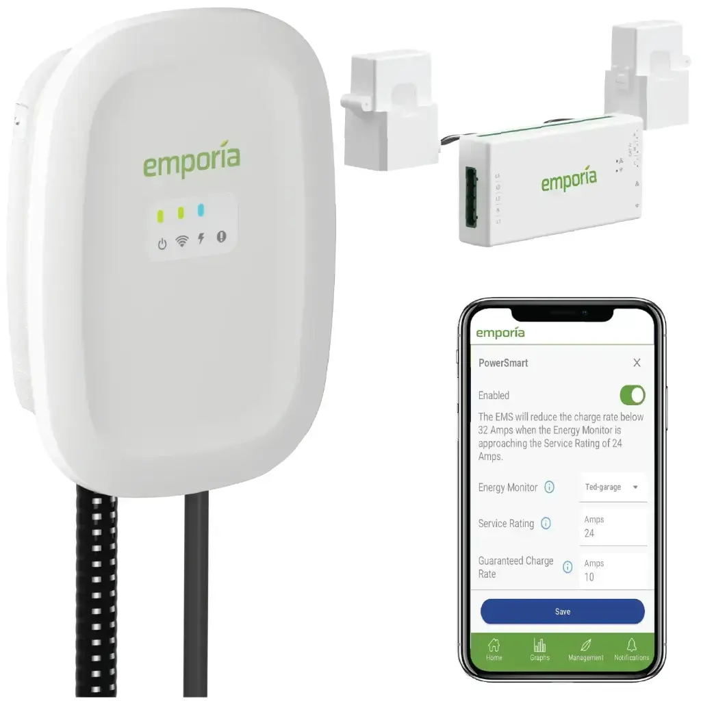 Emporia Level 2 EV Charger with PowerSmart Load Management | Off-Grid ...